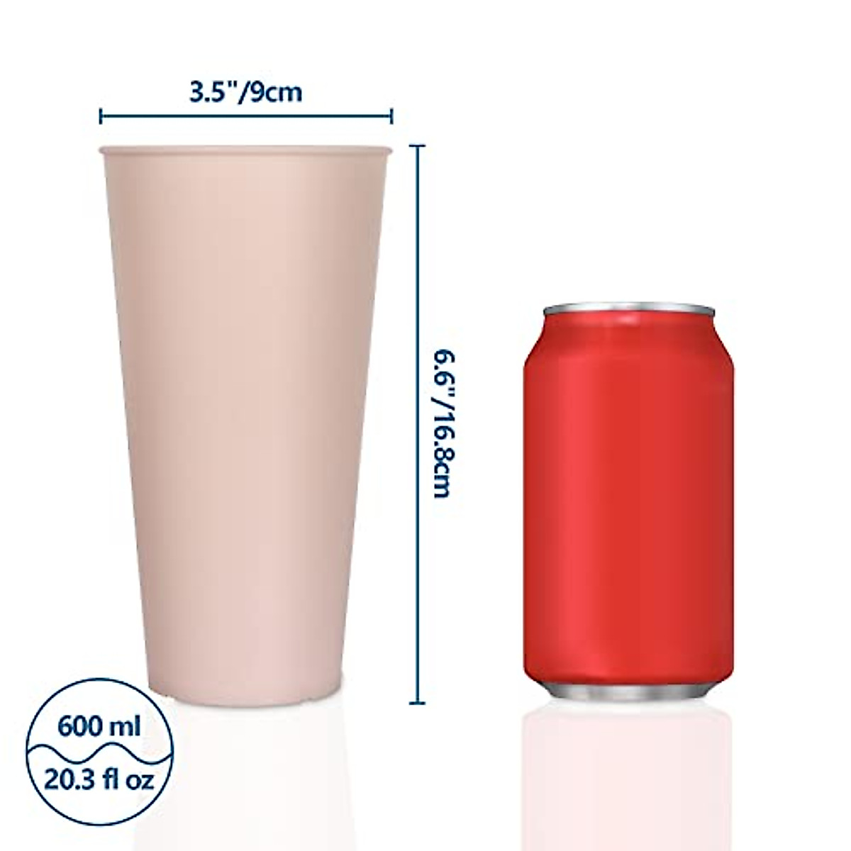 WANCHIY Reusable Plastic Cups- 20 oz Plastic Cups, Plastic Tumblers Set of 8, Unbreakable Plastic Drinking Glasses - Colorful Stackable Party Cups Set (Pack 8-20oz)