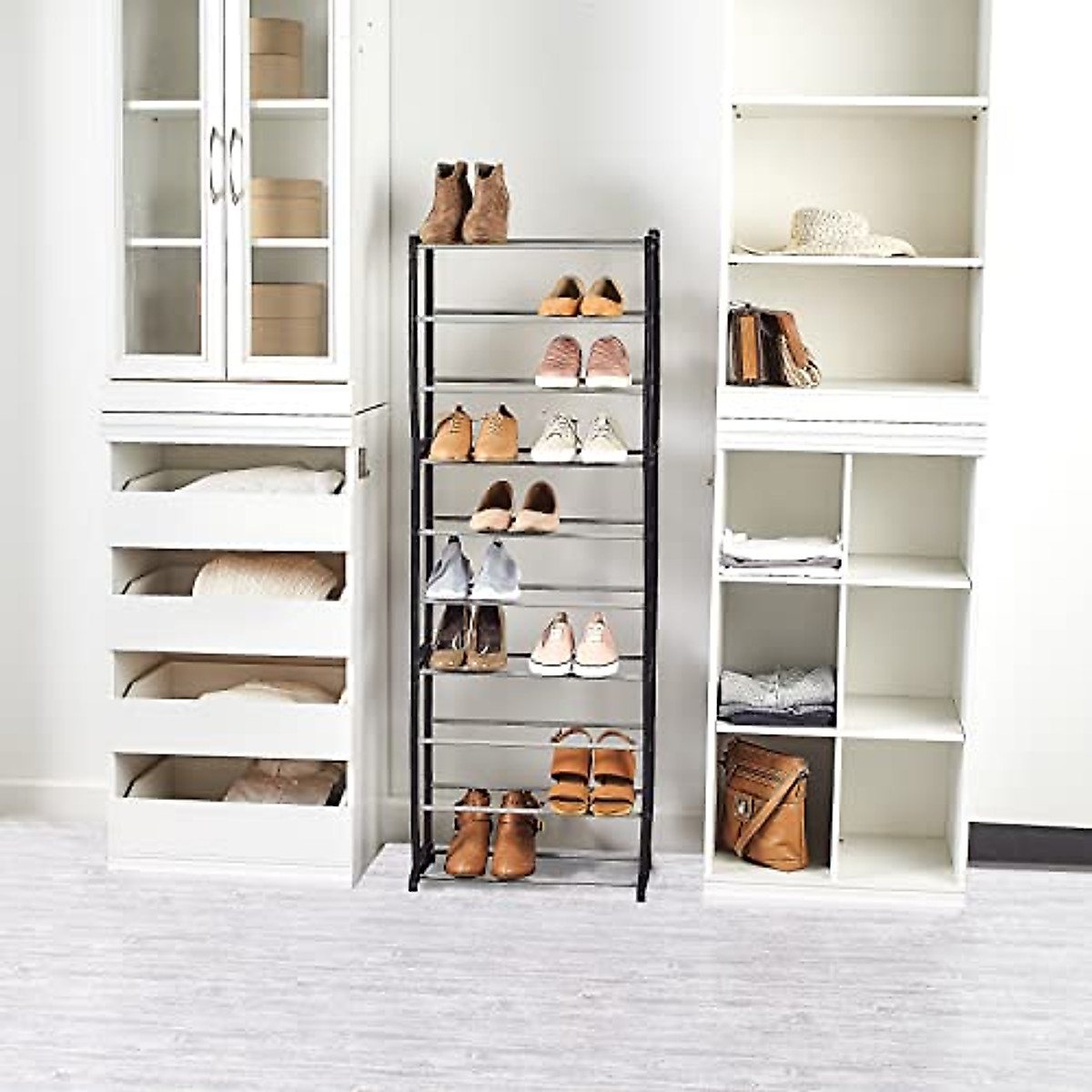 Metal Shoe Rack - 10 Tier Storage for Bedroom or Closet - Holds up to 30 Pairs