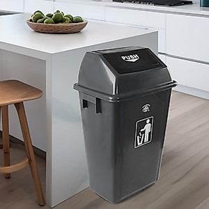 Obstnny 4 Packs Large Plastic Garbage Can, 60 L Swing Top Lid Trash Bin, Gray