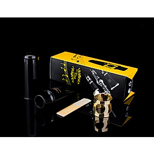 Glory Alto Saxophone Mouthpiece Kit with Ligature,one reed and Plastic Cap-Gold