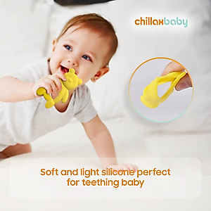 CHILLAX Teether Toys - Soothing Baby Teething Relief Toys, Helps Relieve Gum Pain - Soft, Easy-to-Grip, Non-BPA Silicone Teethers for Babies - Dishwasher-Safe - Shower Gifts for Infants 3+ Months Old