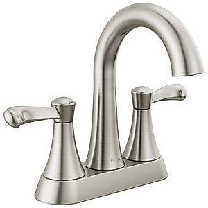 Delta Faucet Esato Centerset Bathroom Faucet Brushed Nickel, Bathroom Sink Faucet, Drain Assembly Included, SpotShield Brushed Nickel 25897LF-SP