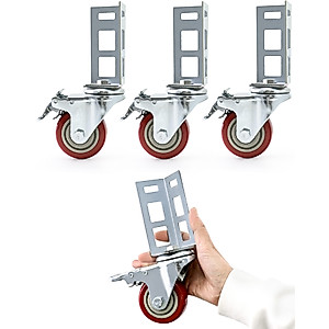 QWORK Storage Rack Caster Wheels, 4 Pack 3" Heavy Duty 500 lb. Max Total Capacity Storage Shelf Accessories, Fit for Boltless Self Locking Shelving Racks