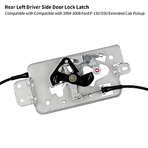 Nakuuly Left Driver Side Rear Door Lock Latch & Cable Compatible with Ford F150 Extended Cab Pickup 2004-2008, Upper and Lower Latches Assembly Replaces # 8L3Z-18264A01-B, 6l3Z-18264A01-B