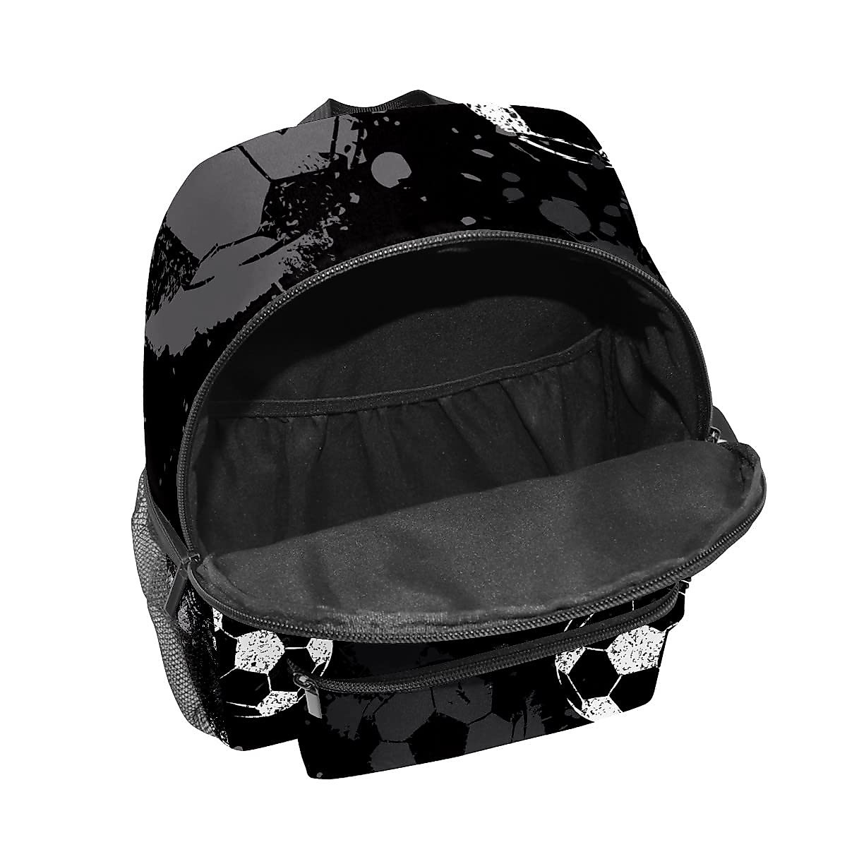 Kids School Bag Girls Boys Preschool Toddler Backpack for Boy Girl Lightweight Shoulder Book Bag for Kids Perfect Back Pack for Toddler to Kindergarten Football Soccer Black White
