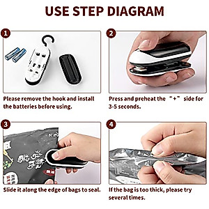 Mini Bag Sealer, 3 Packs Portable Heat Vacuum Sealers, Chip Bag Sealer with Cutter 2 in 1 Heat Sealer Food Sealer Bag Resealer Handheld with Hook for Plastic Bags Food Storage