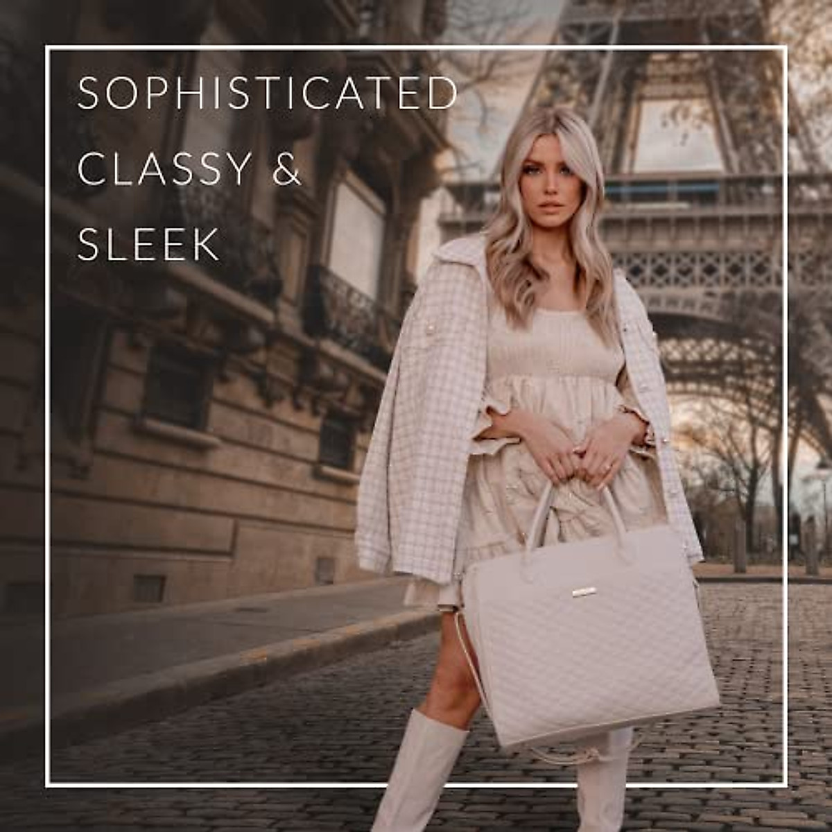 Monaco Tote Bag by Luli Bebe - Women's Designer Luxury Vegan Leather Tote Bag Large, Ladies Weekender Handbag (Latte Brown)