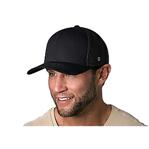 HAKA Trucker Hat for Men & Women, Blank Mesh Snapback Adjustable Baseball Cap (Black)