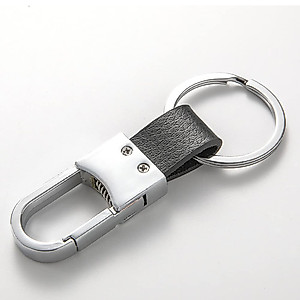 Leather Keyring Car Key Chain Ring Car Smart Keychain Key Holder Fob Clip on Belt Loops for Women, 4PCS Keychain Clip (Black)