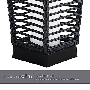 Grand patio Outdoor Solar-Powered Floor Lamp Weather-Resistant Wicker Woven Lights for Deck, Garden, Lawn, Driveway, Pool, Porch - Medium Crossover