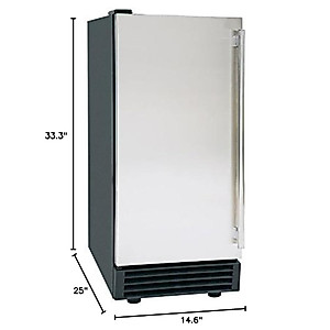 DUURA DI50 60Lb Premium Energy Star Clear Ice Cube Maker Machine for Built-in Undercounter or Freestanding Household Residential or Commercial Use, 15 Inch Wide, Silver