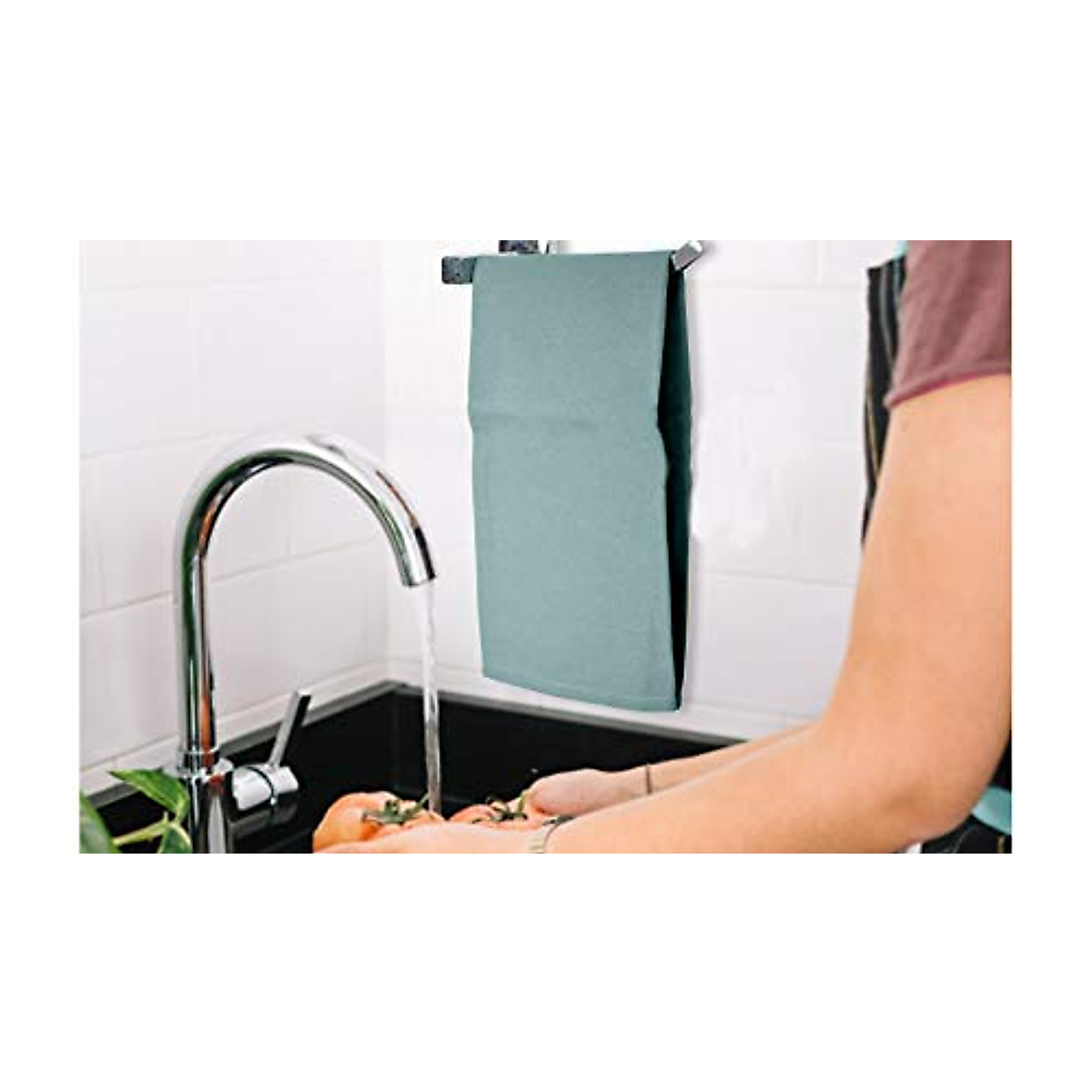 WHITEWRAP Kitchen Towels | 100% Cotton | Dish Towels for Kitchen | 18"x28" Vintage Plain Towels Blue 12-Pack | Hand Towels, Tea Towels, Dish Cloths| Super Absorbent | Reusable Cleaning Cloths