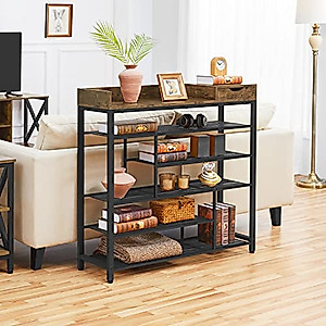 Yaheetech 6-Tier Shoe Rack Organizer, Shoe Shelf Organizer with Storage Box, Free standing Shoe Storage Rack for Entryway, Living Room, Holds 24 Pairs of Shoes, Industrial Style