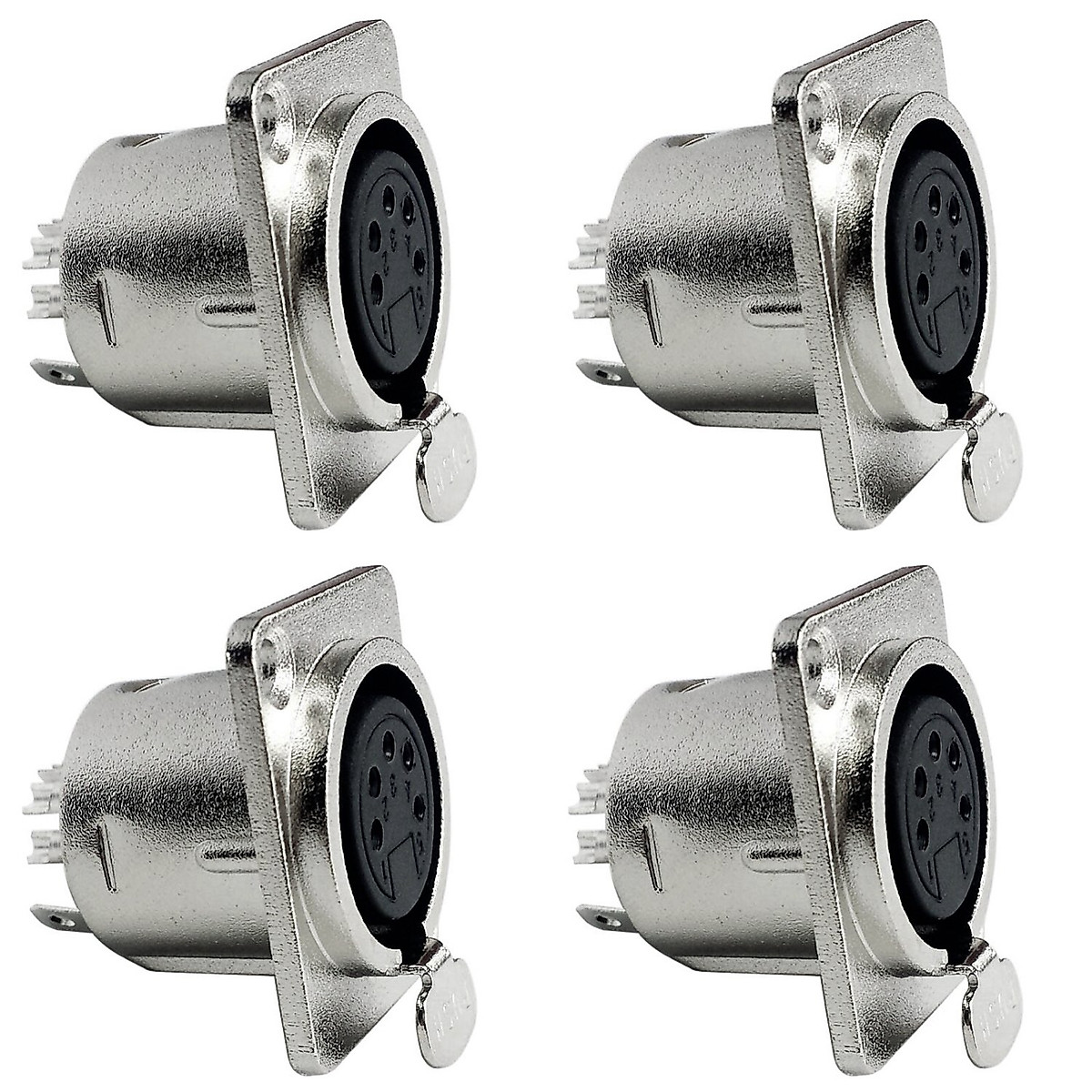 CESS 5 Pin XLR Female Socket Connector Panel/Chassis Mount (jcx) (4 Pack)