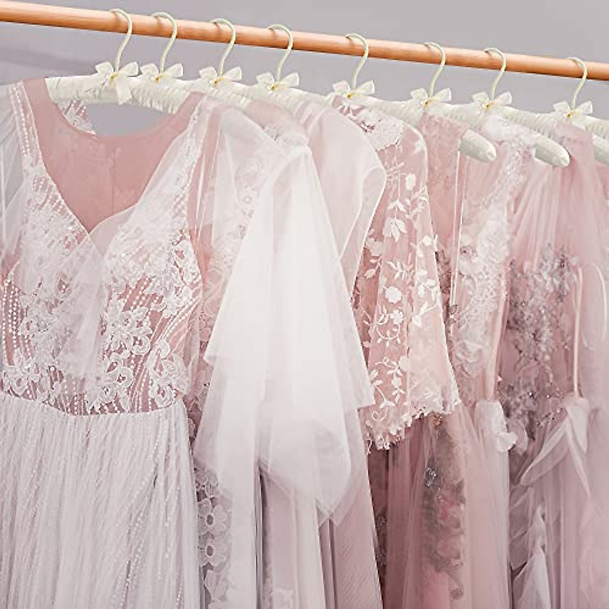 JS HANGER Padded Hanger for Sweaters - 17 Inch Extra Large Heavy Duty Satin Covered Coat Hangers No Shoulder Bump for Women Clothes, Sweaters, Dresses, Clothing, Weddings, Lingerie Pack of 10, Ivory