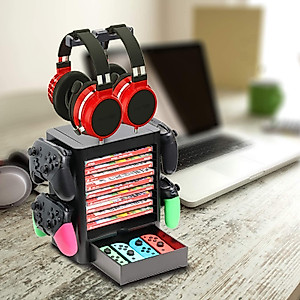 ECHZOVE Organizer for PS5 Ninendo Switch, Storage Stand for Nintendo Switch Accessories, Joy-Con Controllers, Pro Controllers, Headsets, Game Cards