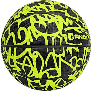 AND1 Fantom Graffiti Rubber Basketball Game Ready, 27.5 Inches, Youth Size 5, Made for Indoor and Outdoor, Sold Deflated (Pump NOT Included), Volt