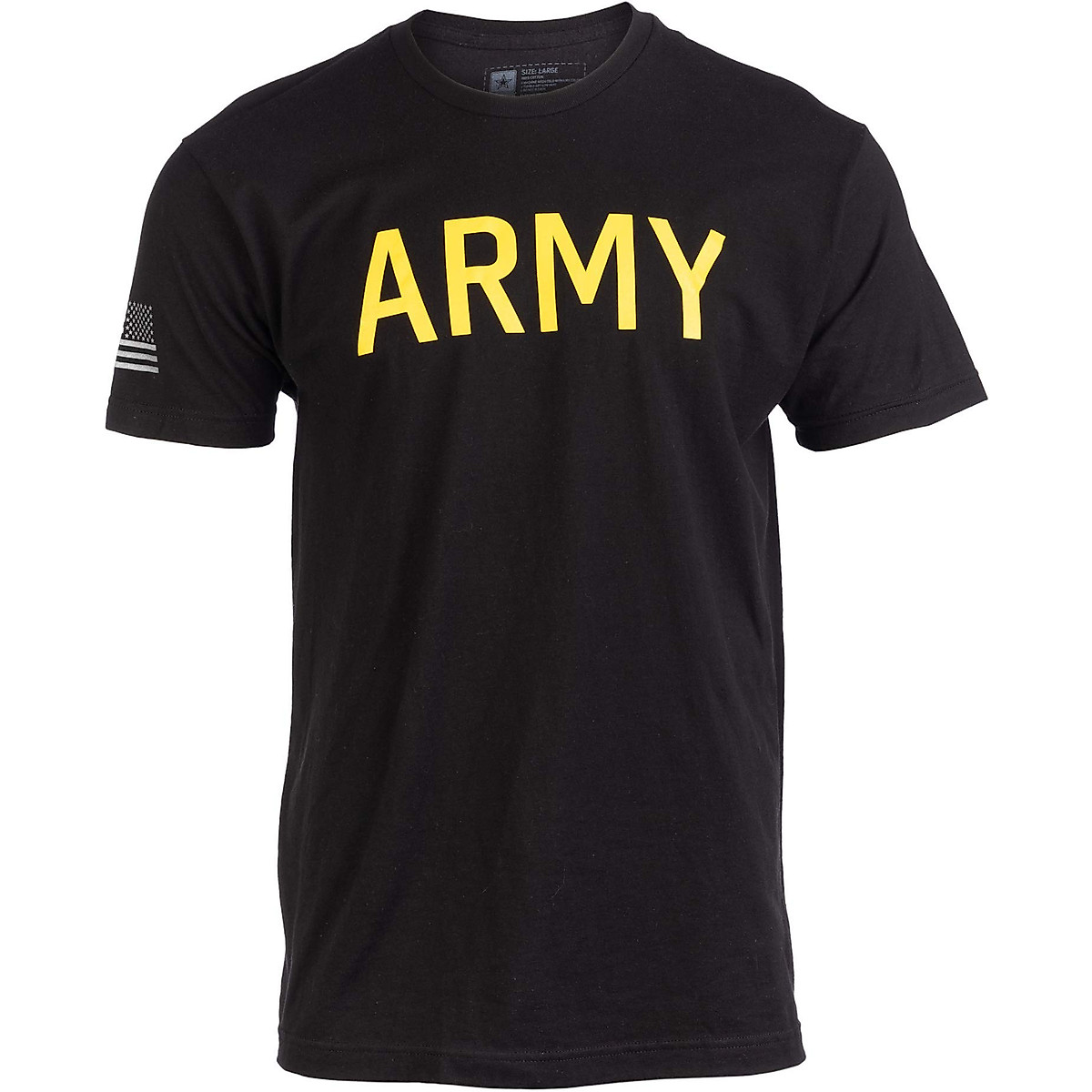 Ann Arbor T-shirt Co. Army PT Style Shirt | U.S. Military Physical Training Infantry Workout (BlackCot,S)
