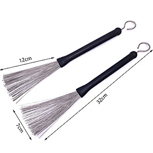 TUOREN 3 Pair Drum Brushes Drum Sticks Set 1 Pair Retractable Drum Wire Brushes 1 Pair Bamboo Rods Drum Brushes 1 Pair 5A Nylon Drumsticks Percussion Instrument Accessories with Portable Storage Bag