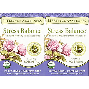 Lifestyle Awareness Teas, Caffeine Free Stress Balance Tea, 20 Count (Pack of 2)