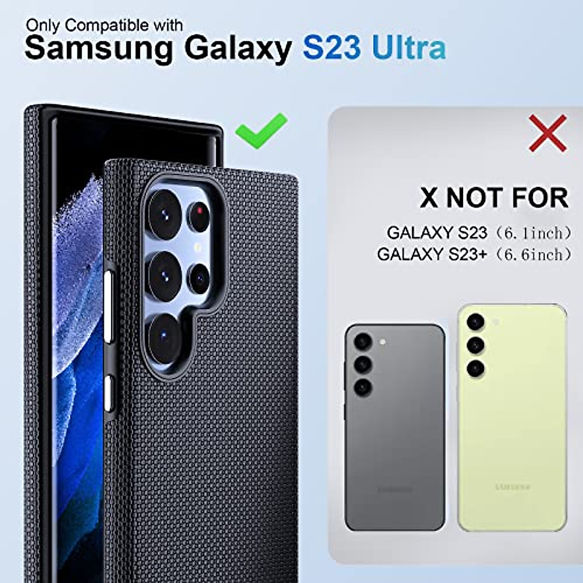 CAREDOCTOR Samsung Galaxy S23 Ultra Shockproof Case - Wireless Charging Compatible, Dual Layer Protection, Black