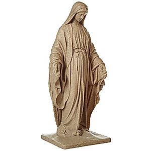 Emsco Group Virgin Mary Statue - Natural Sandstone Appearance - Made of Resin - Lightweight - 34" Height