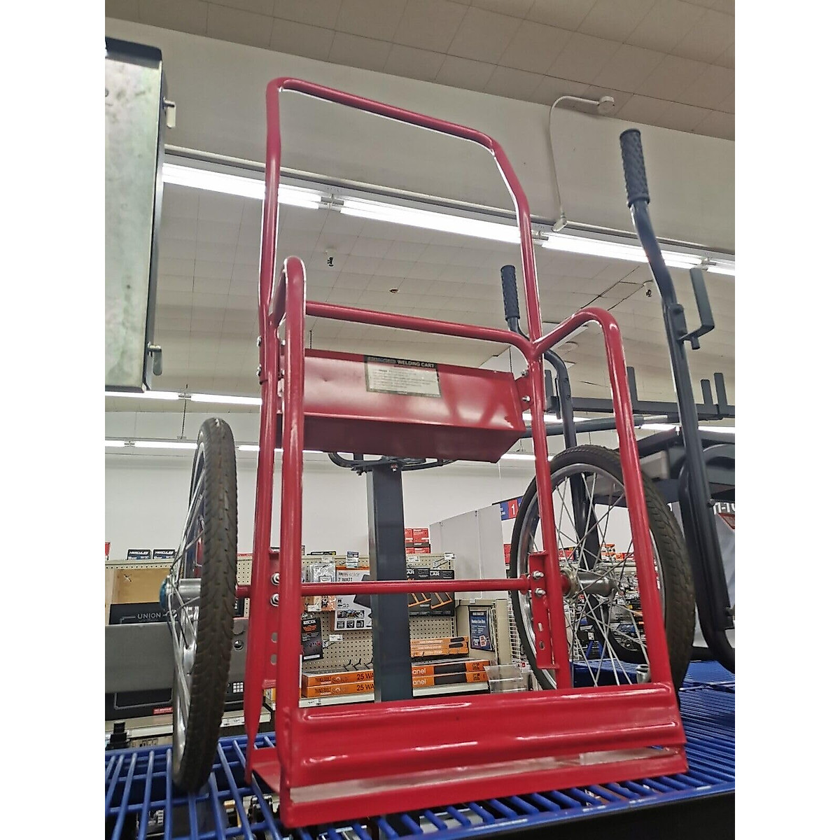 Red Steel Welding Cart Hauls Welding Tanks Torch Equipment Over Rough ...