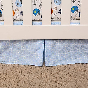Brandream Sport Baby Crib Bedding Sets - No.1 Champ Ball Theme Boys Nursery Set | 3-Piece Nursery Set | Baby Quilt, Fitted Crib Sheet, Dust Ruffled Included - Blue & Grey