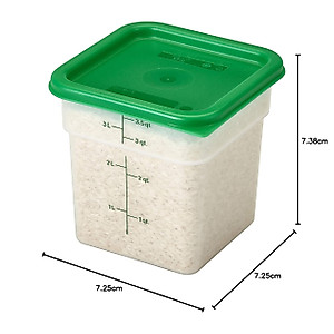 Cambro 4SFSPPSW3190 Set of 3 Square Food Storage Containers with Lids, 4 Quart