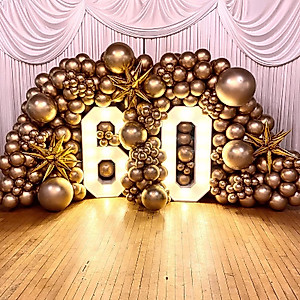 TRYNBOOB Gold Metallic Chrome Latex Balloon Arch Garland Kit, 101PCS 18In 12In 10In 5In for Engagement, Wedding, Birthday, Gold Theme Anniversary Celebration Decoration