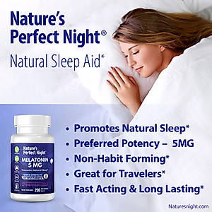 Nature's Perfect Night | Melatonin 5mg | 200 Quick Dissolve Tablets | Natural Mixed Berry Flavor |Preferred Potency | Sugar Free | Vegan | Gluten Free | Value Size