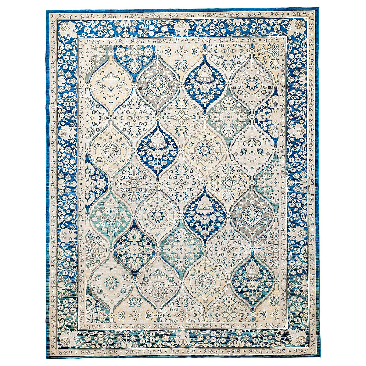 INGEROOM Area Rug 5x7 Machine Washable Area Rug Vintage Flodable Thin Large Area Rug with Non-Slip Backing for Living Room Bedroom, Bathroom, Kitchen 5x7 Area Rugs, Blue