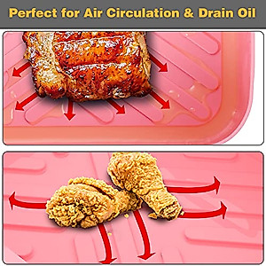 OUTXE 2-Pack 10 QT Silicone Air Fryer Liners for Ninja Dual Zone DZ401/DZ550, Reusable Rectangular Air Fryers Silicone Pot Inserts for Oven Microwave Accessories (Grey+Pink)