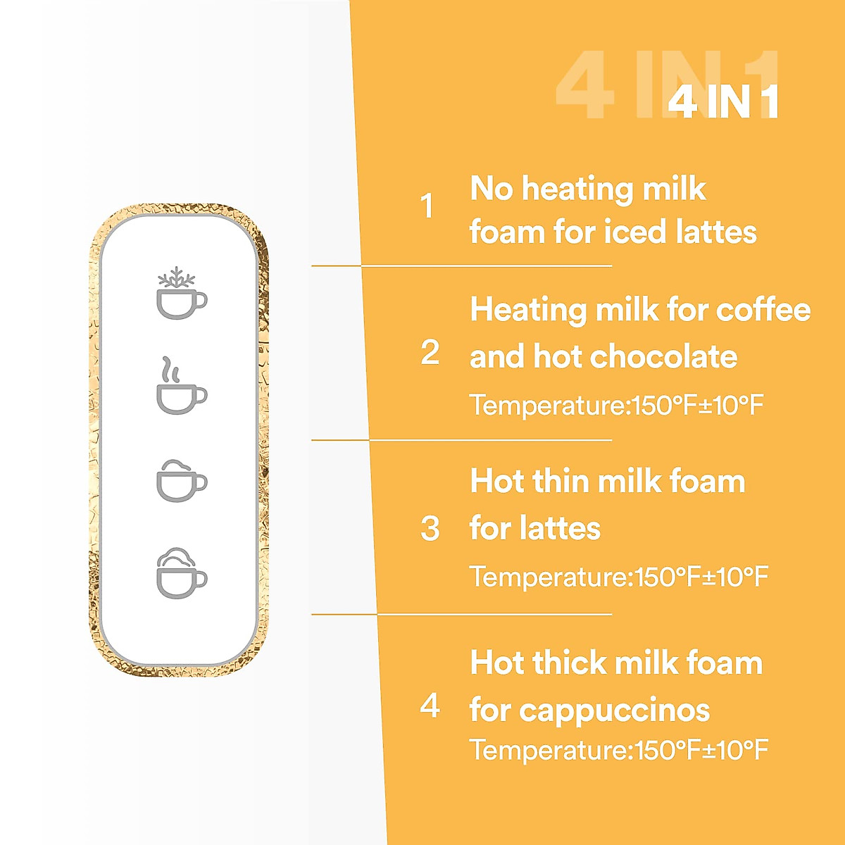 MARKABLE Milk Frother, Electric Milk Steamer, Milk Warmer, Automatic Hot/Cold Stainless Steel Foam Maker for Coffee, Latte, Cappuccino, Macchiato, Hot Chocolate