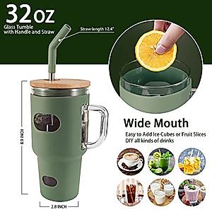 AOOTOOSPORT 32 Oz Tumbler Water Bottle Glass Coffee Cups With Straw and Lid Spill Proof BPA Free