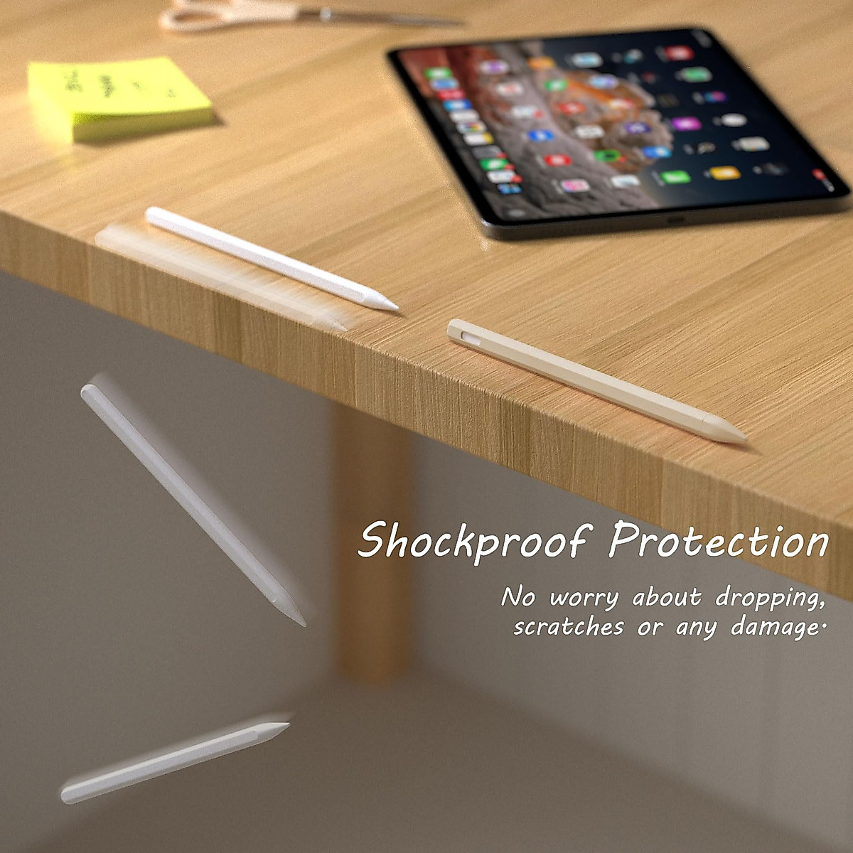 KELIFANG Silicone Case for Apple Pencil Pro 2024 & Apple Pencil 2nd Generation, Protective Skin Sleeve Cover Holder Grip and Tip Cap Accessories Compatible with iPad Pro 11 12.9 13 Inch, Starlight