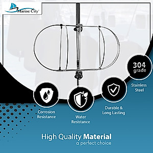 MARINE CITY Stainless-Steel Double Strong and Durable Fender Rack Gloss Finish Easy Use Holder with Stanchion Clamps 11 Inches Diameter Fender for Marines – Boats – Ships – Kayaks (Pack of 1)