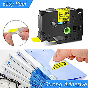GREENCYCLE Extra Strength Adhesive Black on Yellow Label Tape Compatible for Brother TZE-S651 TZS651 AZES651 0.94" 24mm for PT2730 PT9600 PTD600VP PTD800W PTH500LI PTP700 PTP710BT PTP750W-8 Pack