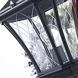 MODEBHD Continental Victoria 1-Light Glass Lantern European Column Lamp Outdoor Table Lamp Modern Simple Aluminum Waterproof Street Post Light E27 Decoration Illumination Bollard Lamps