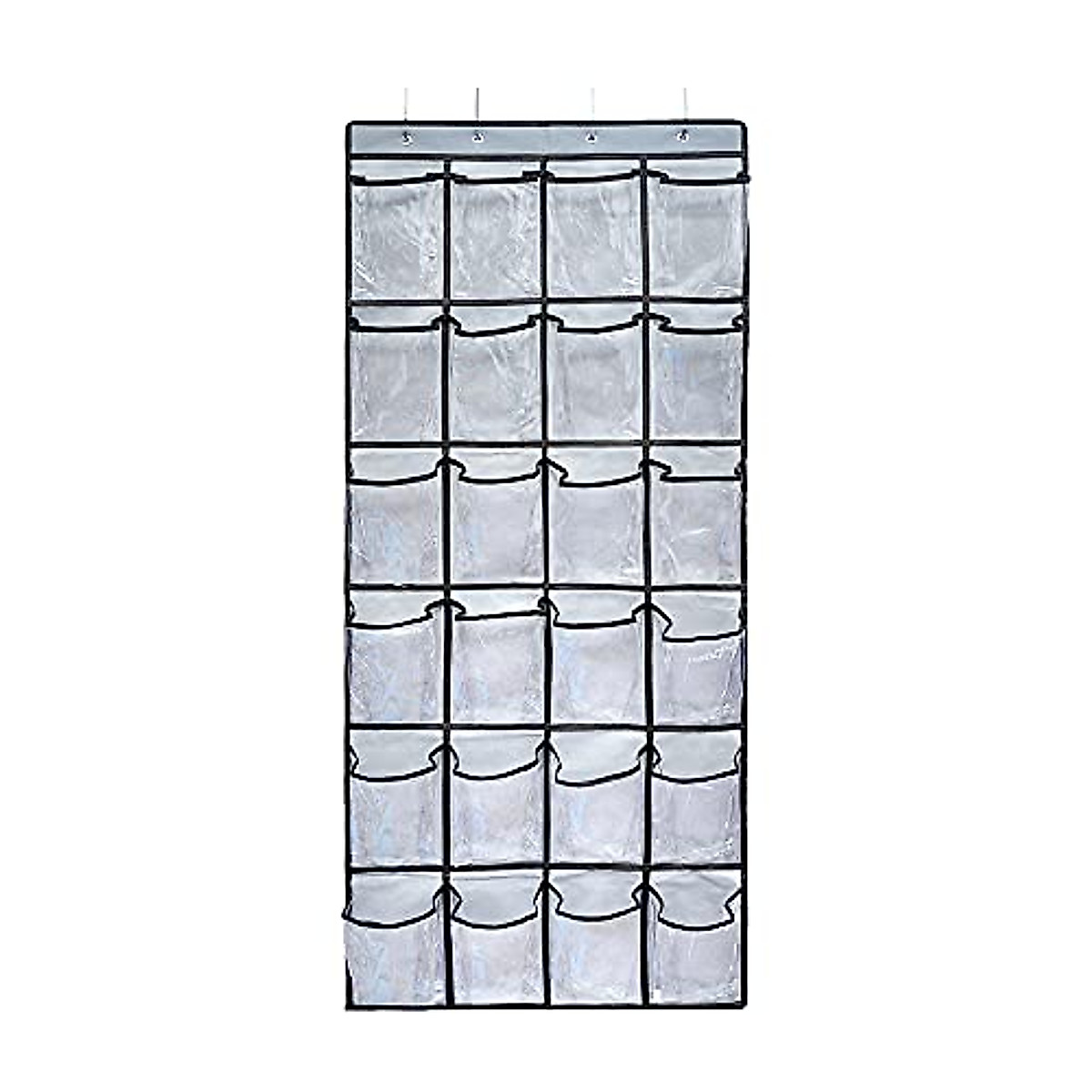 CiLai Over The Door Shoe Organizer 24 Large Crystal PVC Pockets Hanging Shoe Hanger Holder for Closet（Grey）