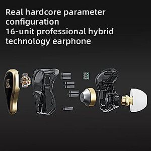 KZ ZAS 7BA+1DD in Ear Earphone 16 Unit Hybrid Technology Flagship Earphone Monitor Headphones 8Core Cable Music Sport Earphone (with Mic, White)