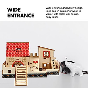 STOBOK 1Pc Wooden Hamster House with Ladders, Hamster Toys Hamster Hideout Hamster Maze Hamster Platform Gerbil Toys Hamster Cage Accessories for Small Animals