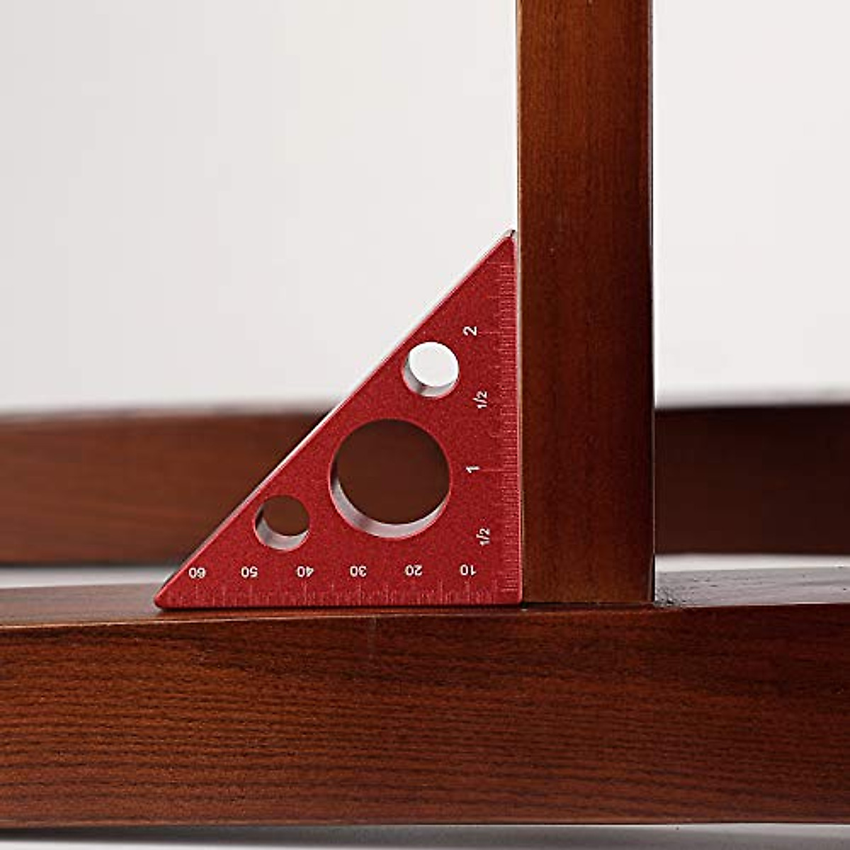 OwnMy 45 Degree Aluminum Alloy Angle Ruler, Inch Imperial Metric Scale Rafter Layout Carpenter Square Triangle Ruler Angle Measurement Tool for Woodworking Workshop Square Measuring Gauging Tool, Red