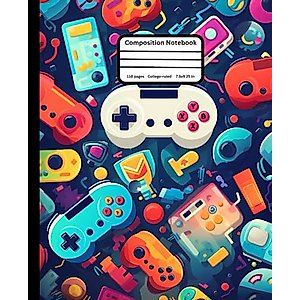 Composition Notebook Video Games Illustration Journal with 110 College Rule, White Pages