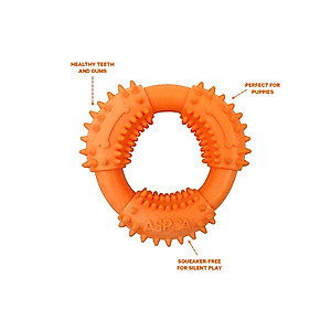 ASPCA Puppy Teething Spikey Ring Chew Toy, Non-Toxic TPR Rubber for Small to Medium Dogs - Random Color Shipped
