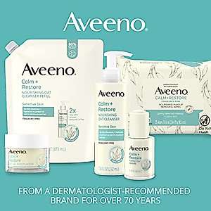 Aveeno Calm + Restore Triple Oat Hydrating Face Serum for Sensitive Skin, Gentle and Lightweight Facial Serum to Smooth and Fortify Skin, Hypoallergenic, Fragrance- and Paraben-Free, 1 fl. Oz