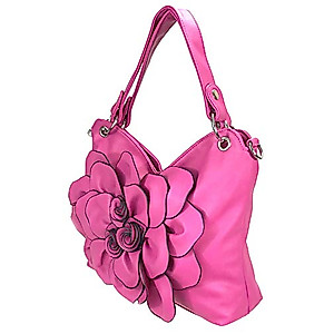 Zzfab Big Flower Purse with Clasp Fushia