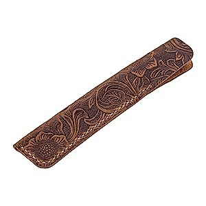 defen Handmade Leather Pen Case Fountain Sleeve Bag Vintage Pouch for Single Pen Stylus Ballpoint 6.3 * 1.2''