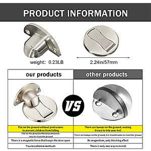 304 Stainless Steel Ground Suction,Floor Mount Magnet Door Stopper - Invisible Magnetic Door Stop, Magnets Door Stops Wall Prop Hold Open Doorstop,for Home Office Bedroom Door Stop (Silver)