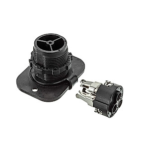 MotorGuide 8M0092066 Trolling Motor Receptacle — for 10-Gauge and 8-Gauge Wire, with Composite Mounting Plate, Black